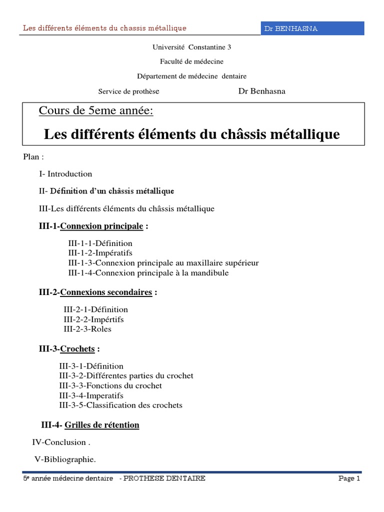 Les Differents Elements Du Chassis Metallique | PDF