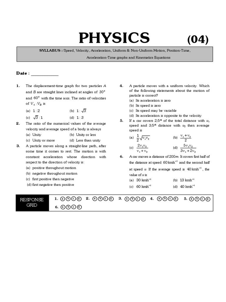 Physics DPP - 4 | PDF