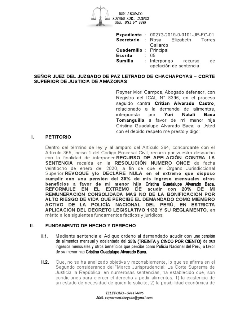 Escrito #5 - Apelación Sentencia | PDF