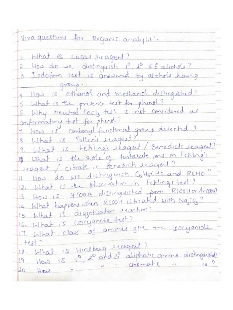 Viva Questions Organic Analysis | PDF