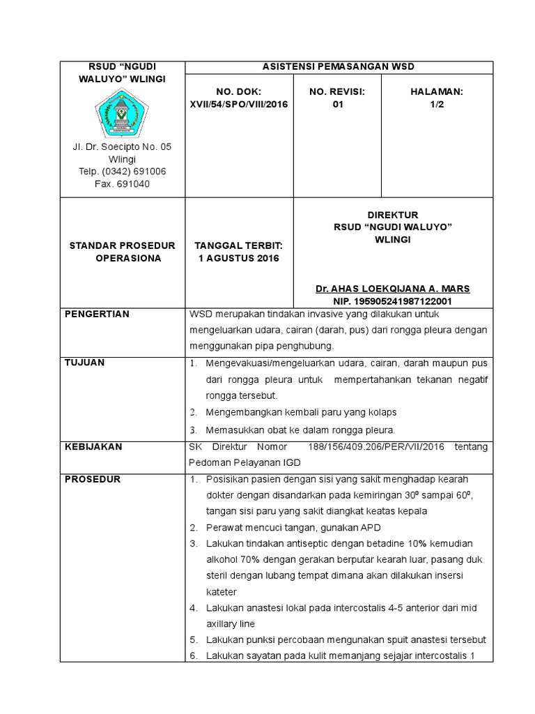 Asistensi Pemasangan WSD | PDF