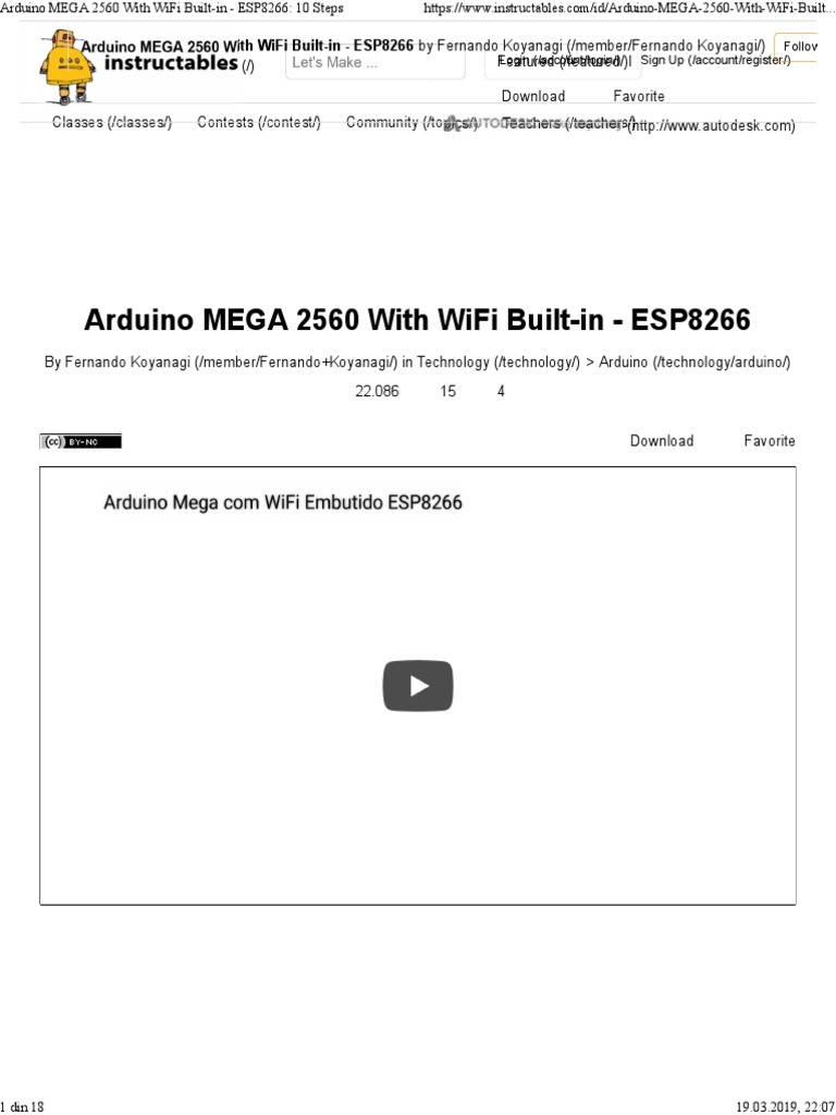 Arduino MEGA 2560 With WiFi Built-In - ESP8266 - 10 Steps | PDF | Arduino | Computing