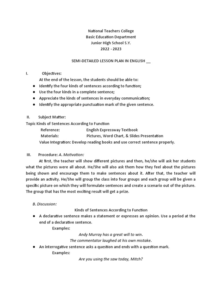 Semi Detailed Lesson Plan | PDF Semi Detailed Lesson Plan | PDF