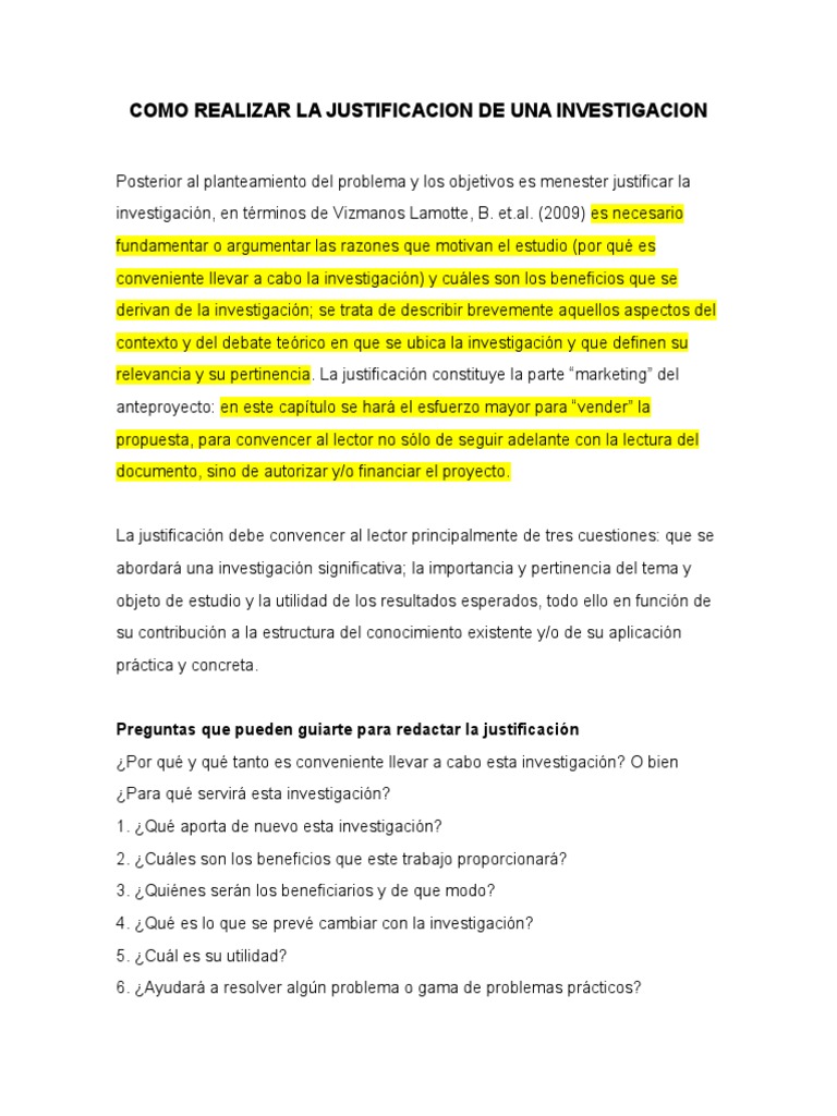 Como Realizar La Justificacion de Una Investigacion | PDF