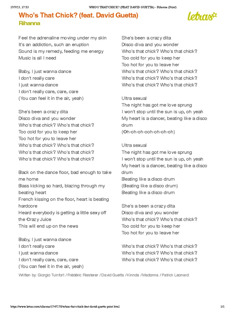 Who's That Chick - (Feat. David Guetta) - Rihanna (Print) | PDF