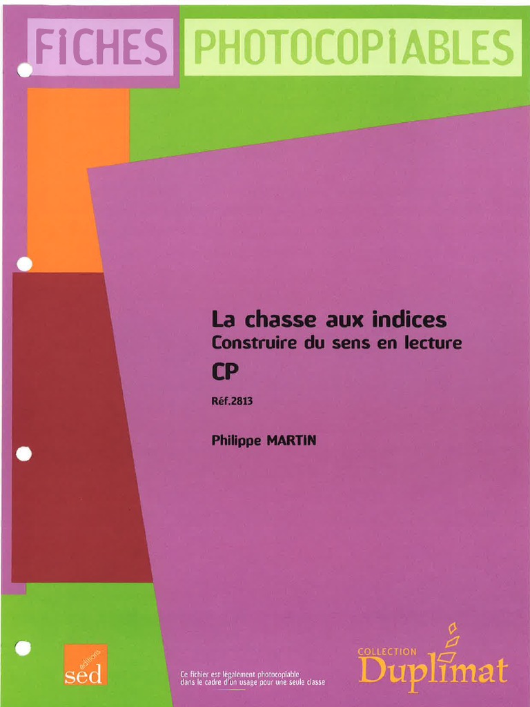Classeur - La Chasse Aux Indices - CP | PDF