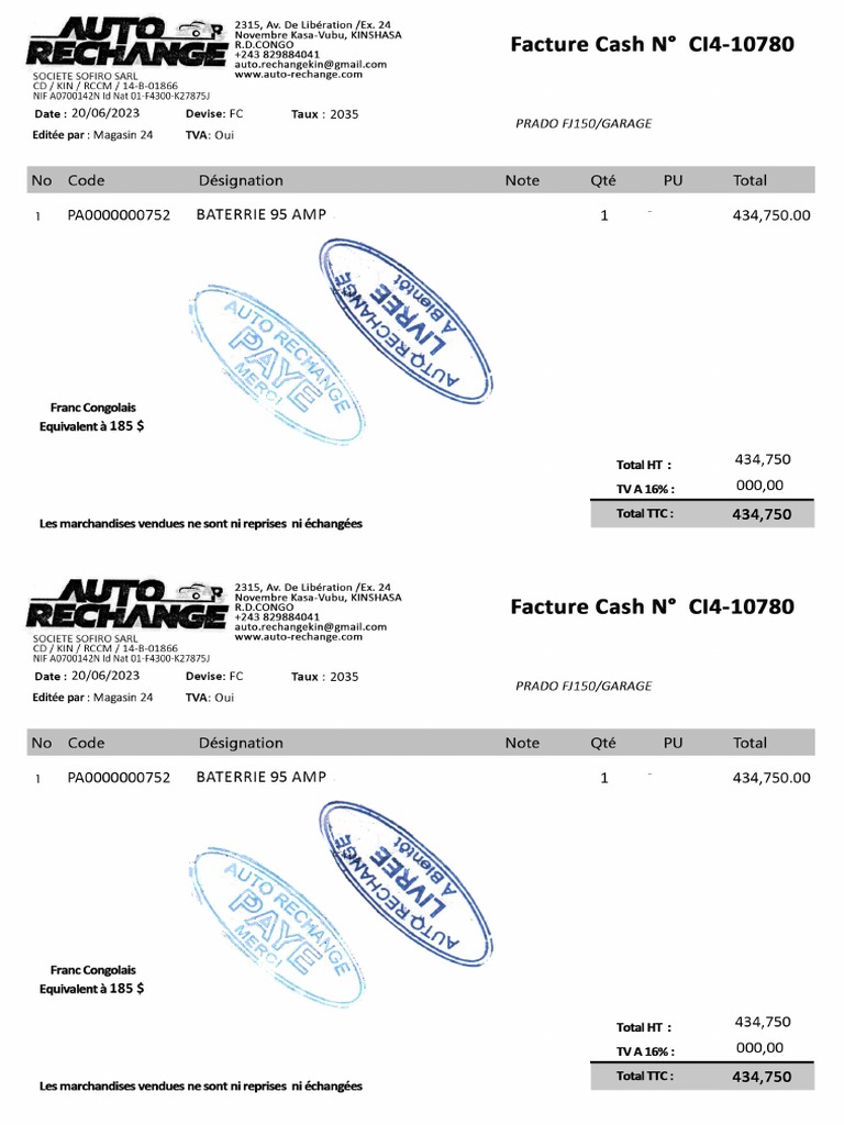 Auto Rechange Facture | PDF