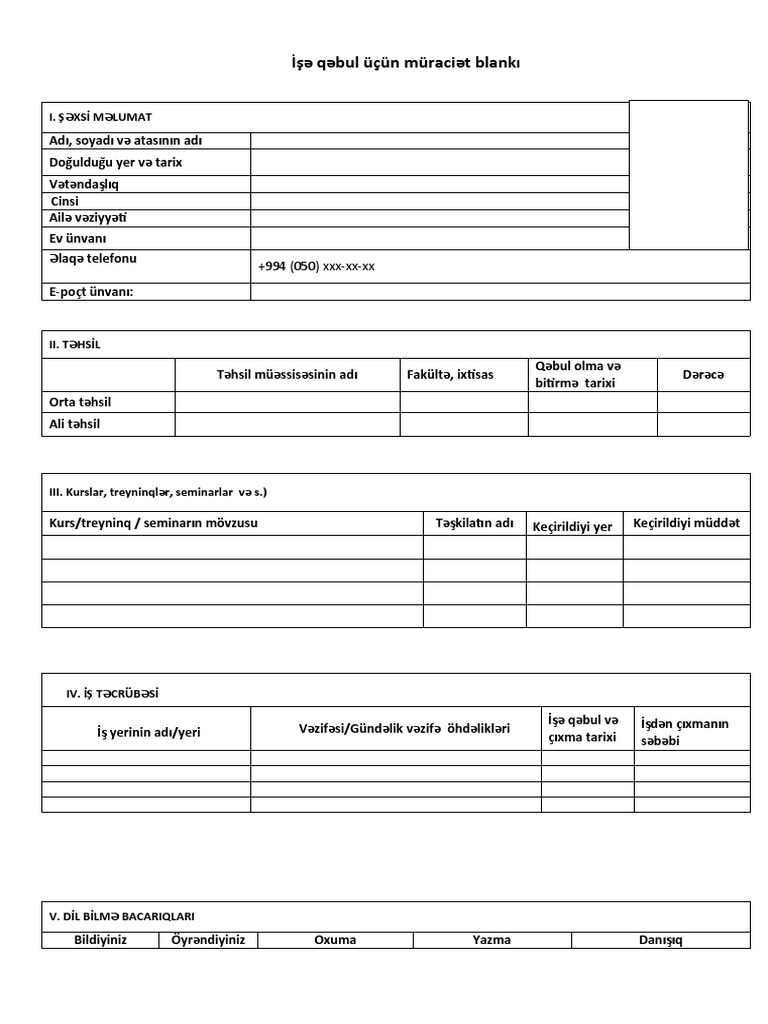 Upper CV AZE Nümunə 1 | PDF