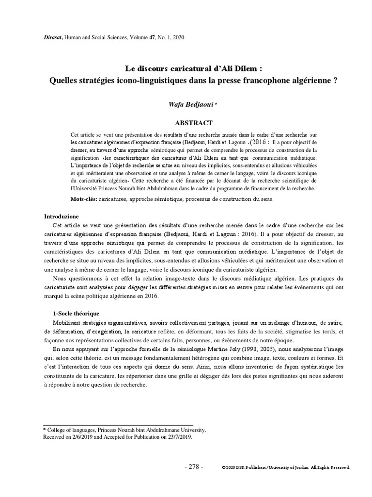 Le Discours Caricatural D'ali Dilem | PDF
