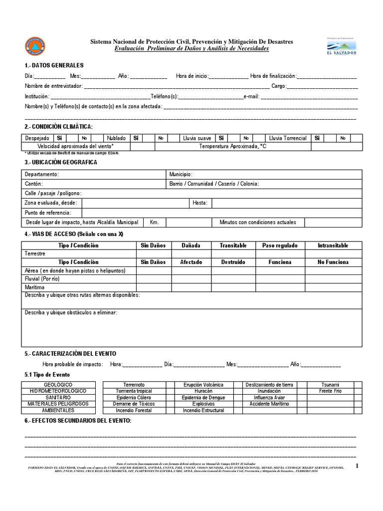 Formulario EDAN | PDF