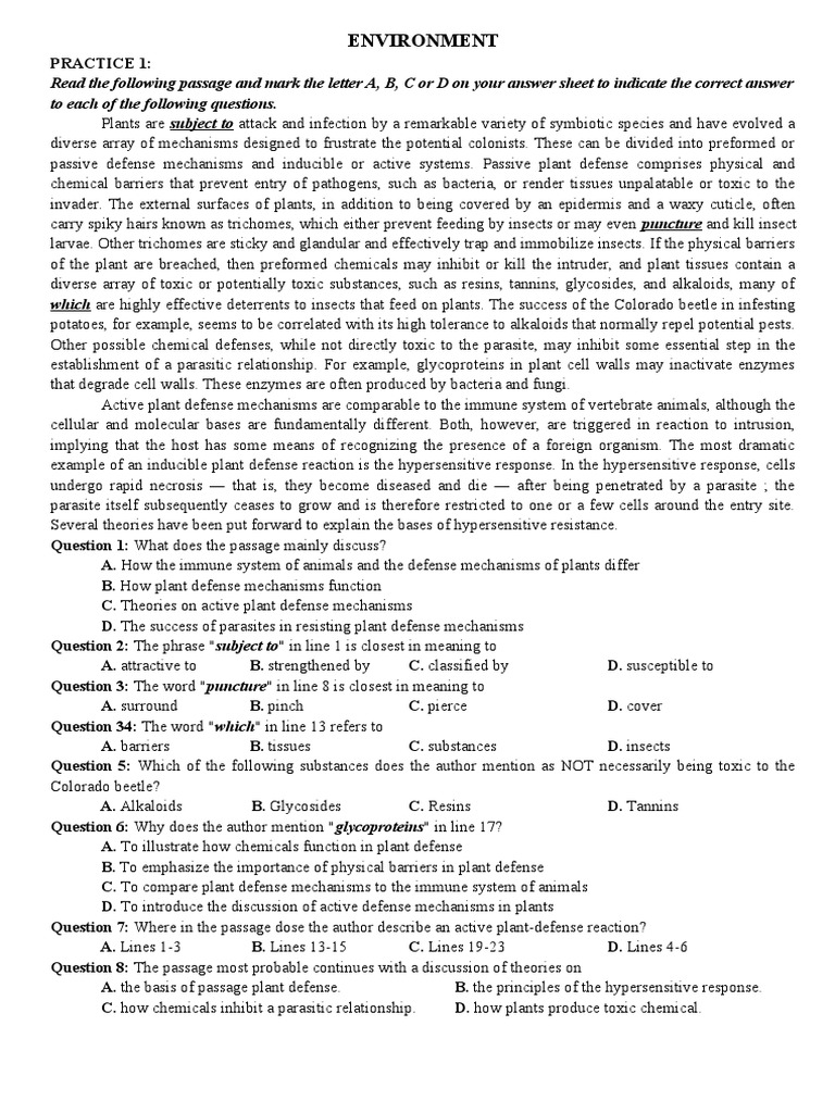 Reading Comprehension (Environment) | PDF Reading Comprehension (Environment) | PDF