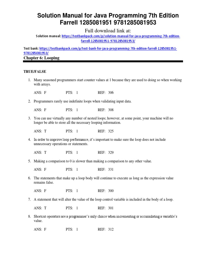 Java Programming 7th Edition Joyce Farrell Test Bank Download