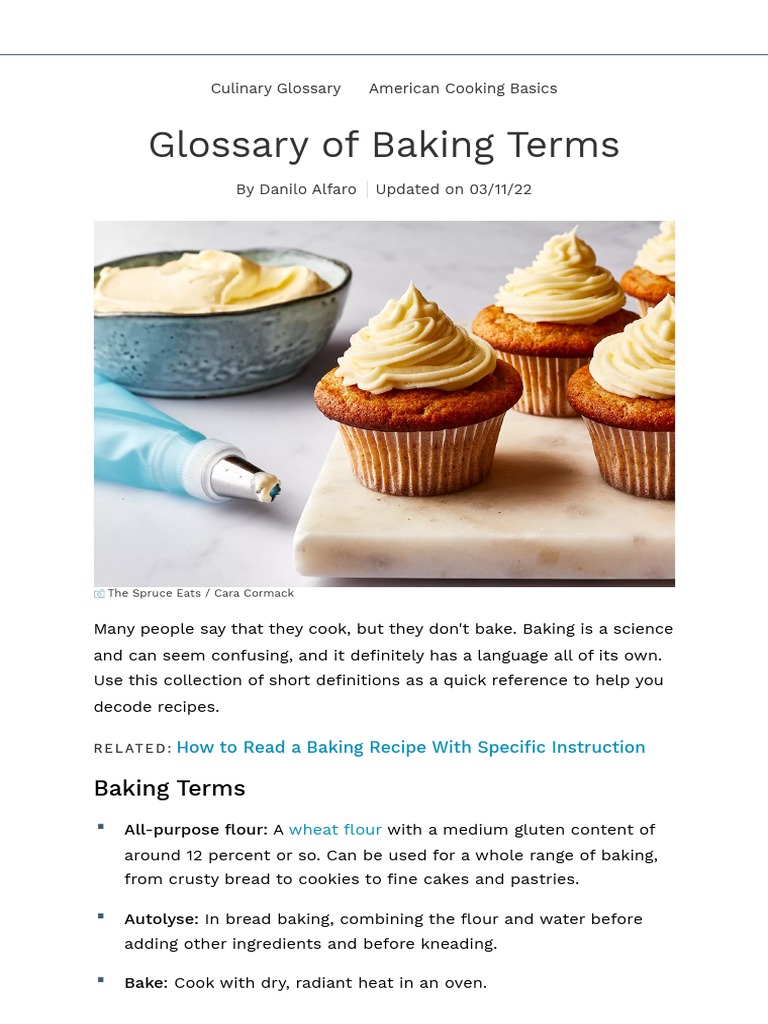 Glossary of Common Baking Terms | PDF | Breads | Cakes