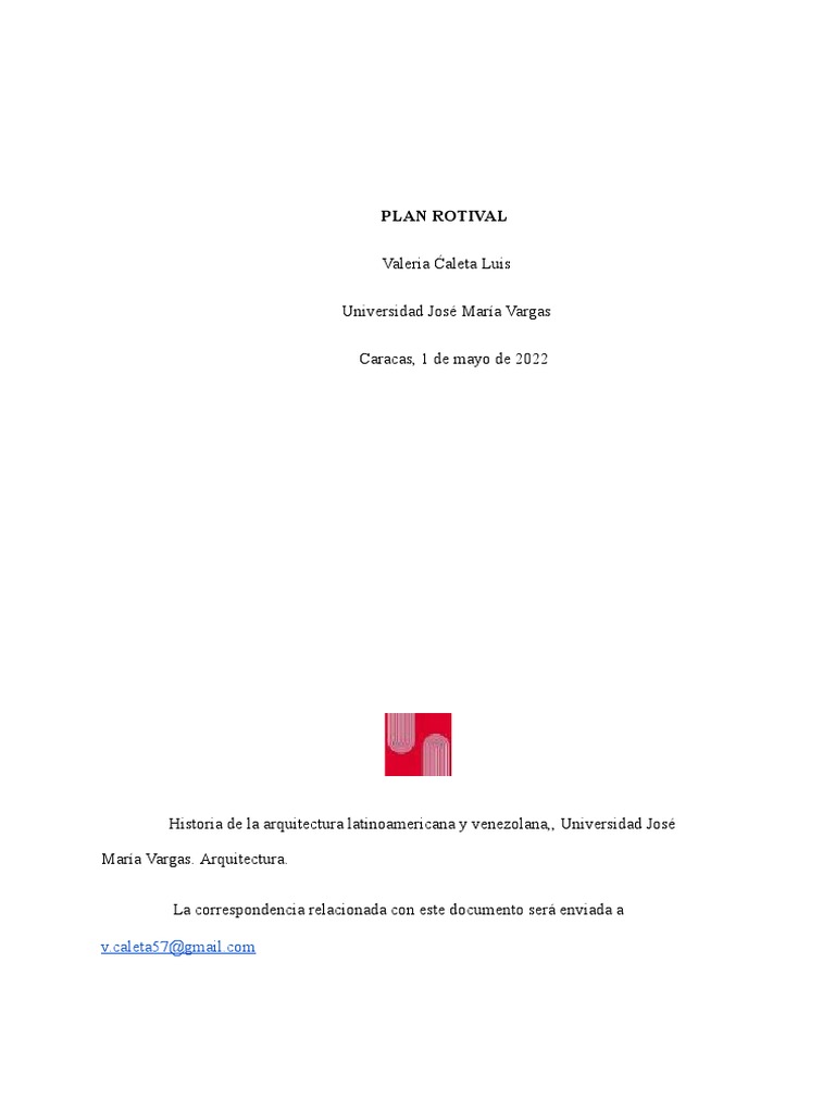 Valeria Caleta - PLAN ROTIVAL | Descargar gratis PDF | Venezuela | Urbanismo