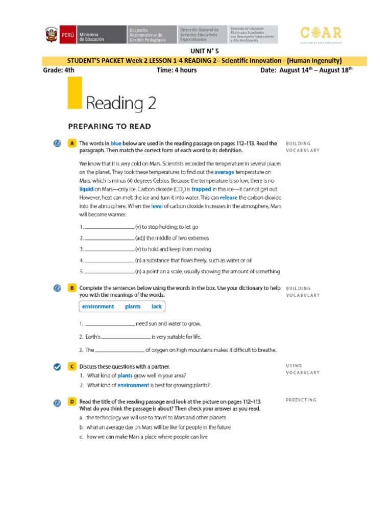 Pathways Unit 6 Reading 2 Student's Packet | PDF