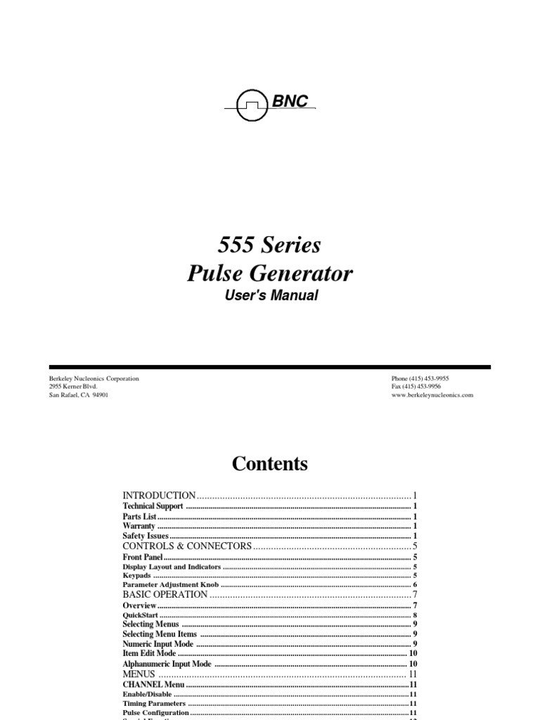 555 Series Pulse Generator Manual | PDF | High Voltage | Parameter ...