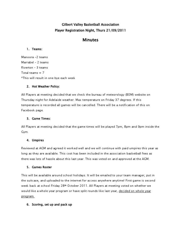 Gilbert Valley Basketball Association Player Registration Night | PDF ...