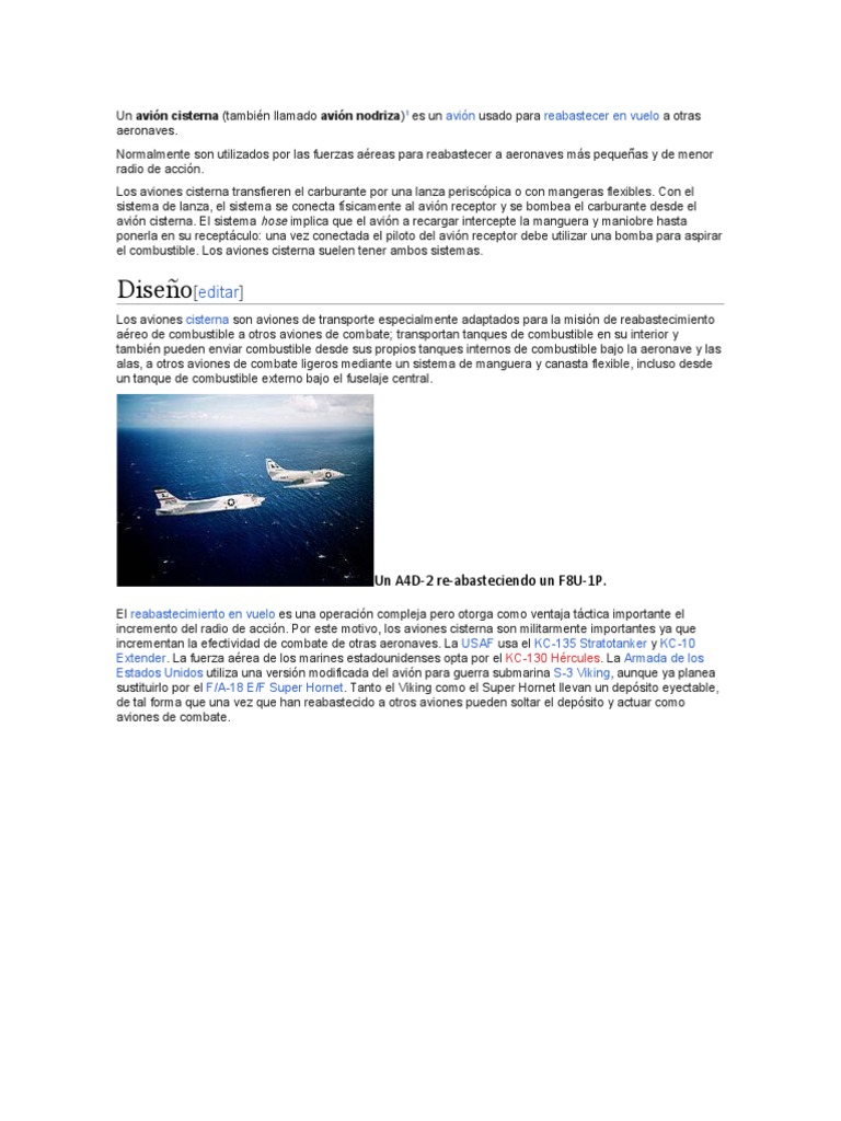 Aviones cisterna: reabastecimiento aéreo | PDF