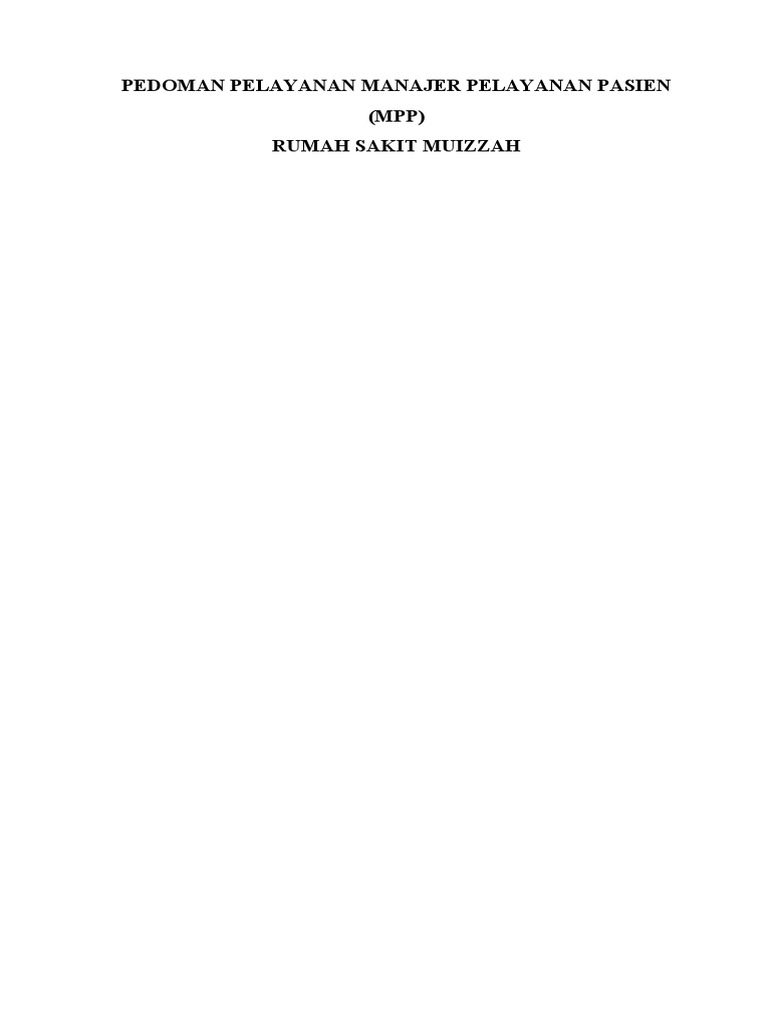 Pedoman Pelayanan MPP | PDF