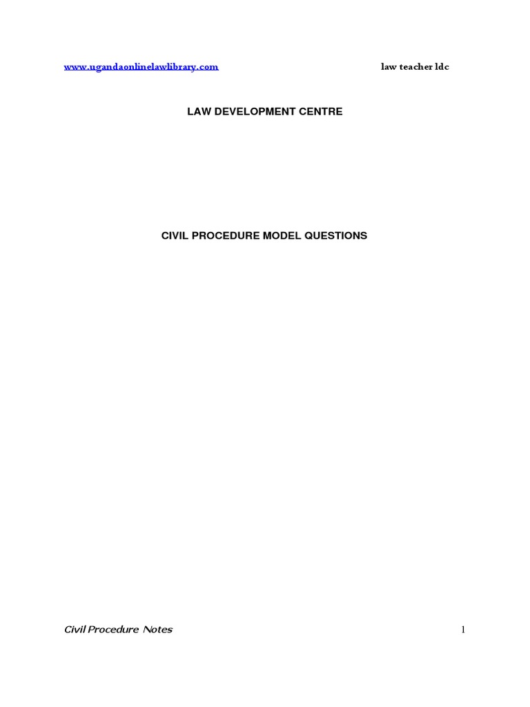 Civil Procedure Model Questions and Answers | PDF | Lawsuit | Judgment (Law)