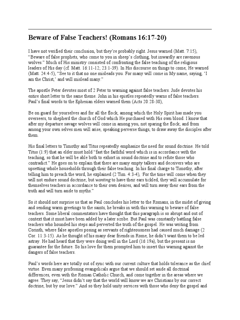 False Teachers in The Bible | PDF