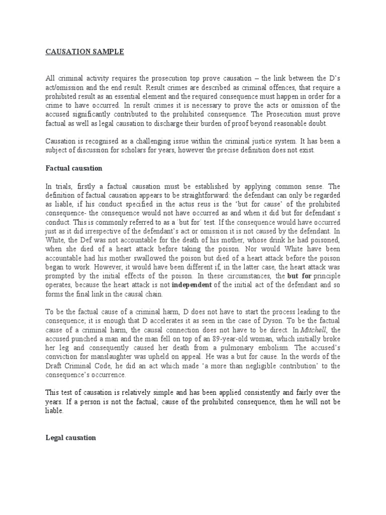 AS Causation Sample Essay 2023 | PDF