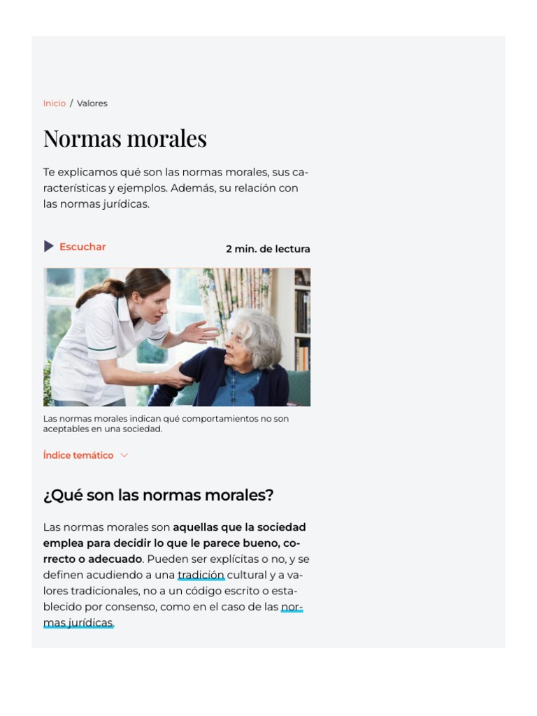 Normas Morales - Concepto, Características y Ejemplos | PDF