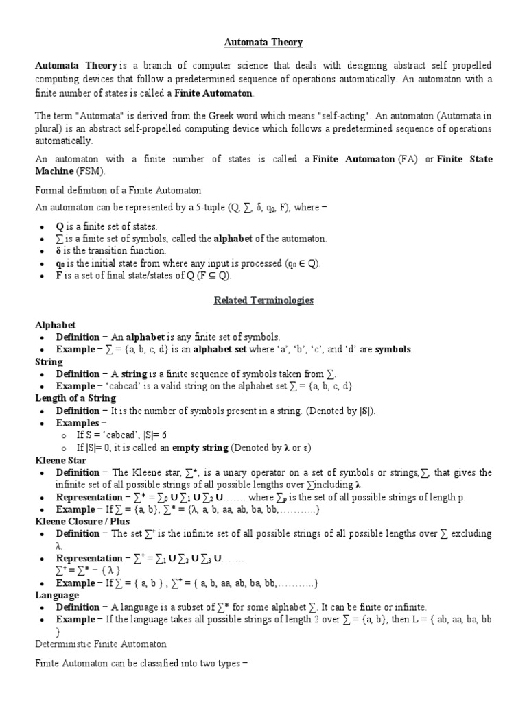 Automata Theory new note | PDF