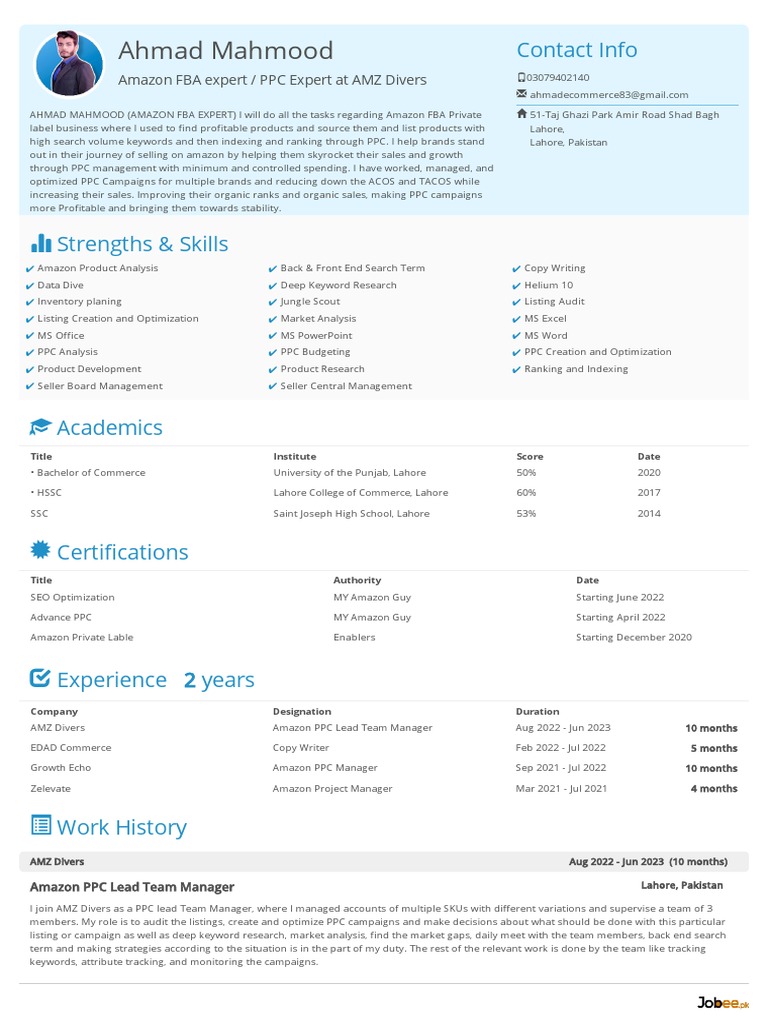 Ahmad Mahmood - AMZ | PDF