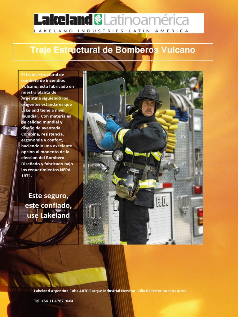 Ficha Tecnica Lakeland Traje de Bombero Vulcano Segutecnica | PDF