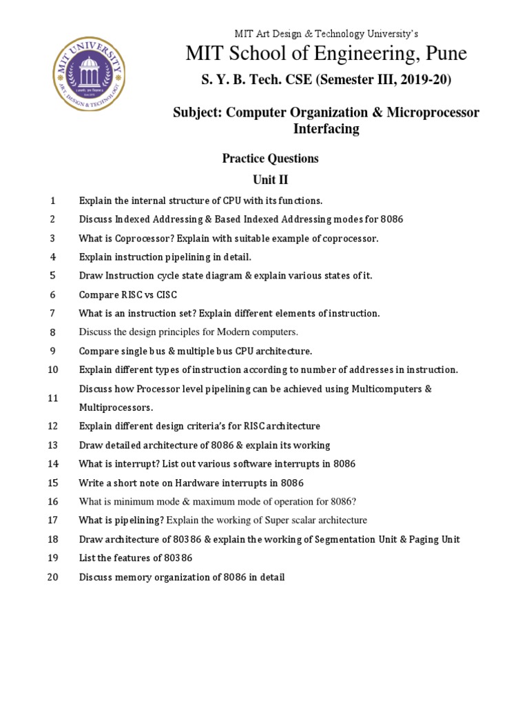 Computer Organization & Microprocessor Practice Questions | PDF | Computers
