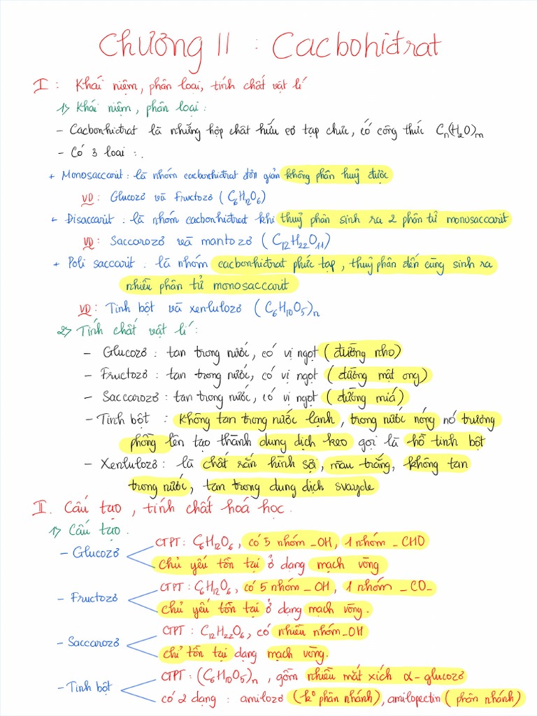 LÝ THUYẾT + PP GIẢI BÀI TẬP CACBOHIDRAT | PDF