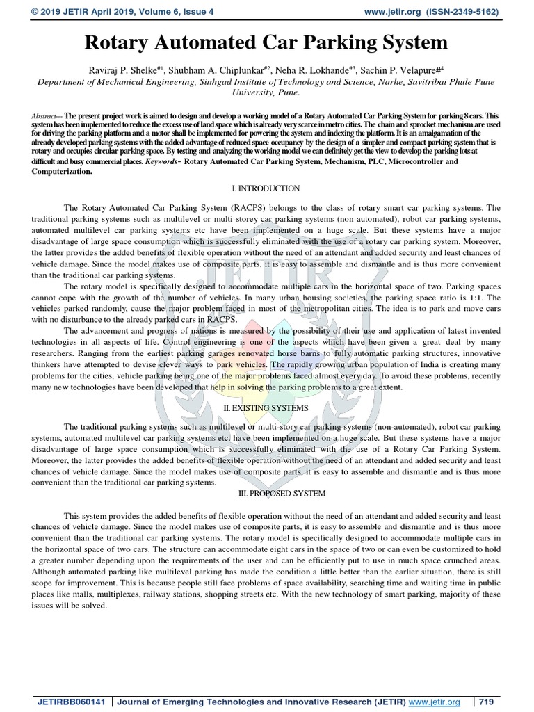 Rotary Automated Car Parking System | PDF