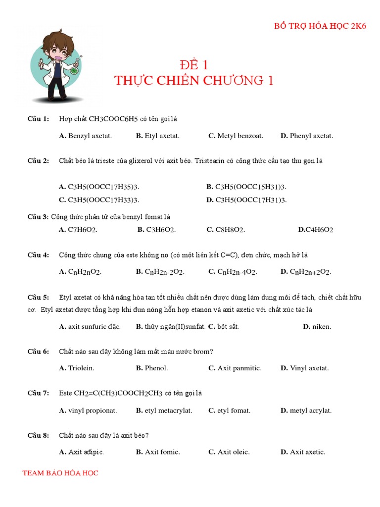 ĐỀ KTRA CHƯƠNG 1 ESTE - LIPIT | PDF