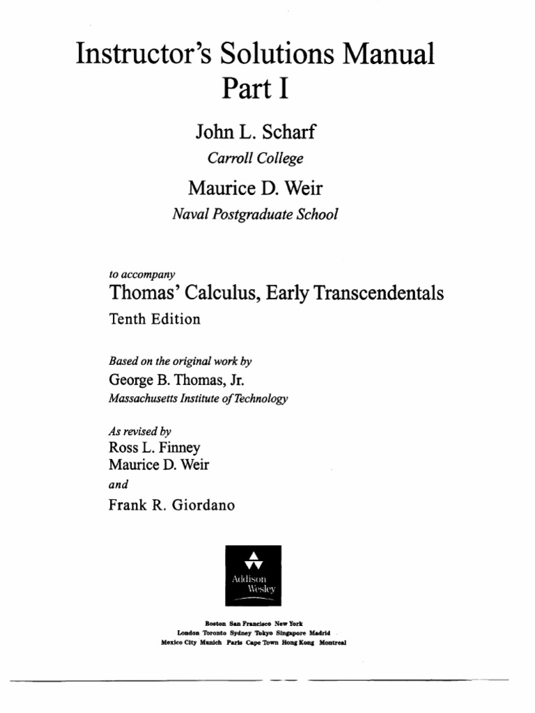 Calculus George Thomas Solutions Vol 1 SOLUTIONS | PDF | Function (Mathematics) | Mathematical ...