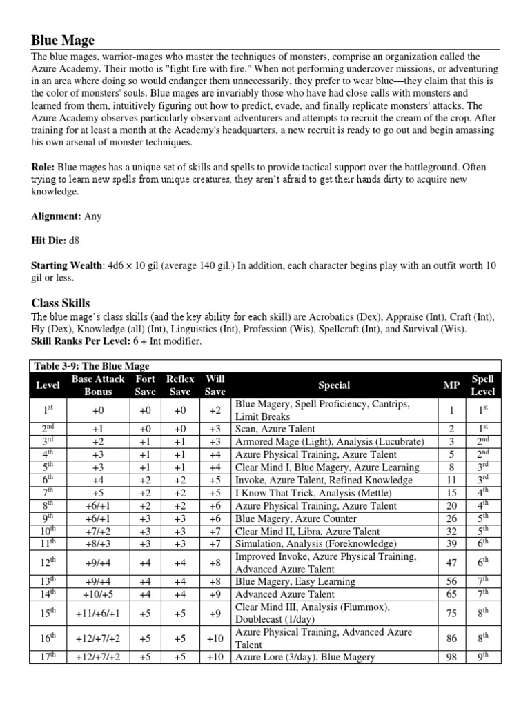 Blue Mage | PDF