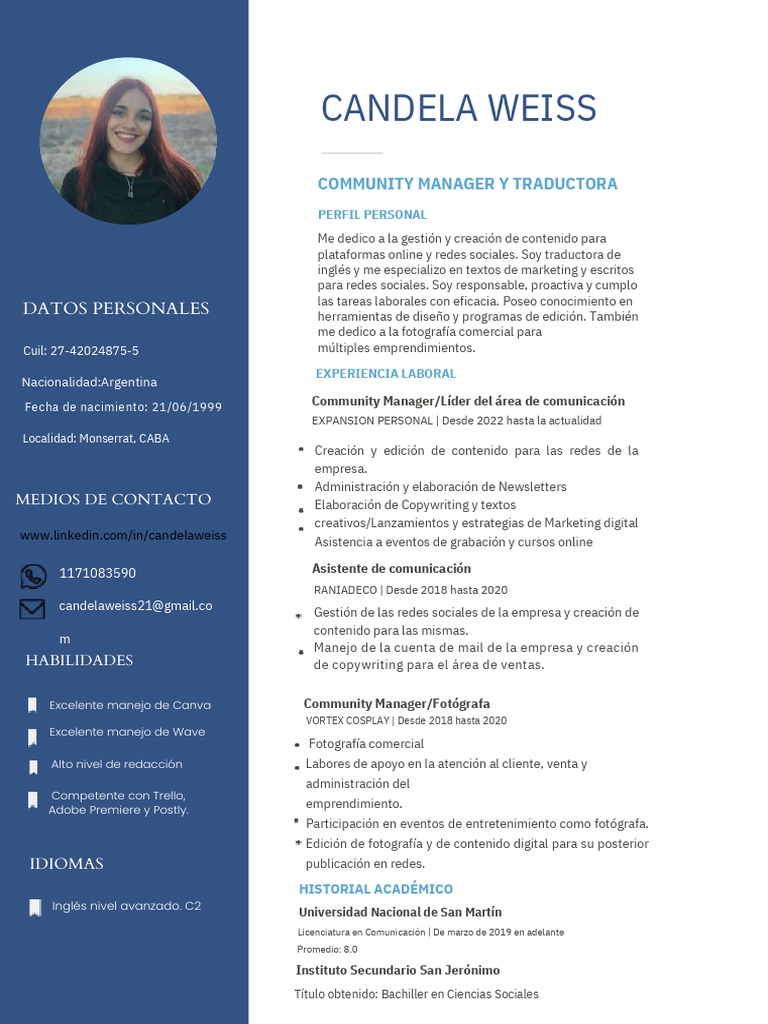 Candela Weiss CV CM PDF | PDF | Business