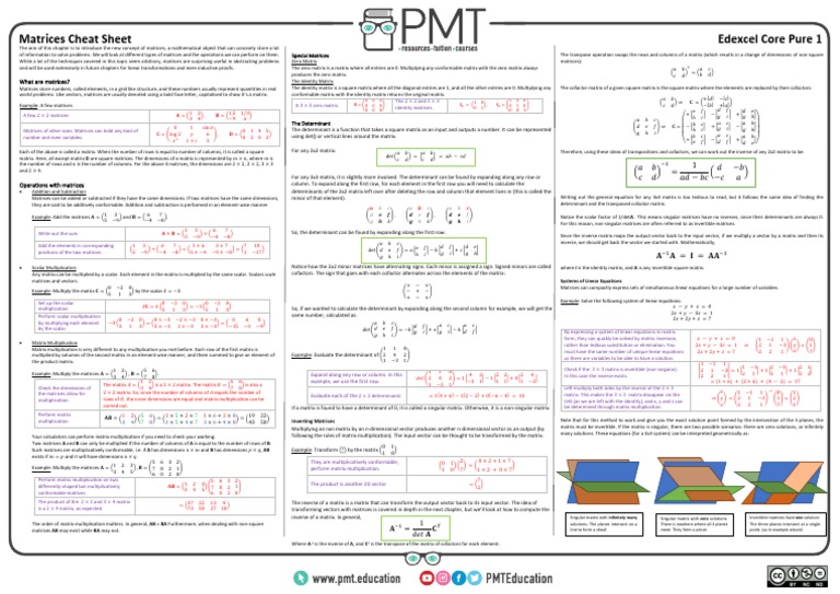 Ch.6 Matrices Cheatsheet | PDF