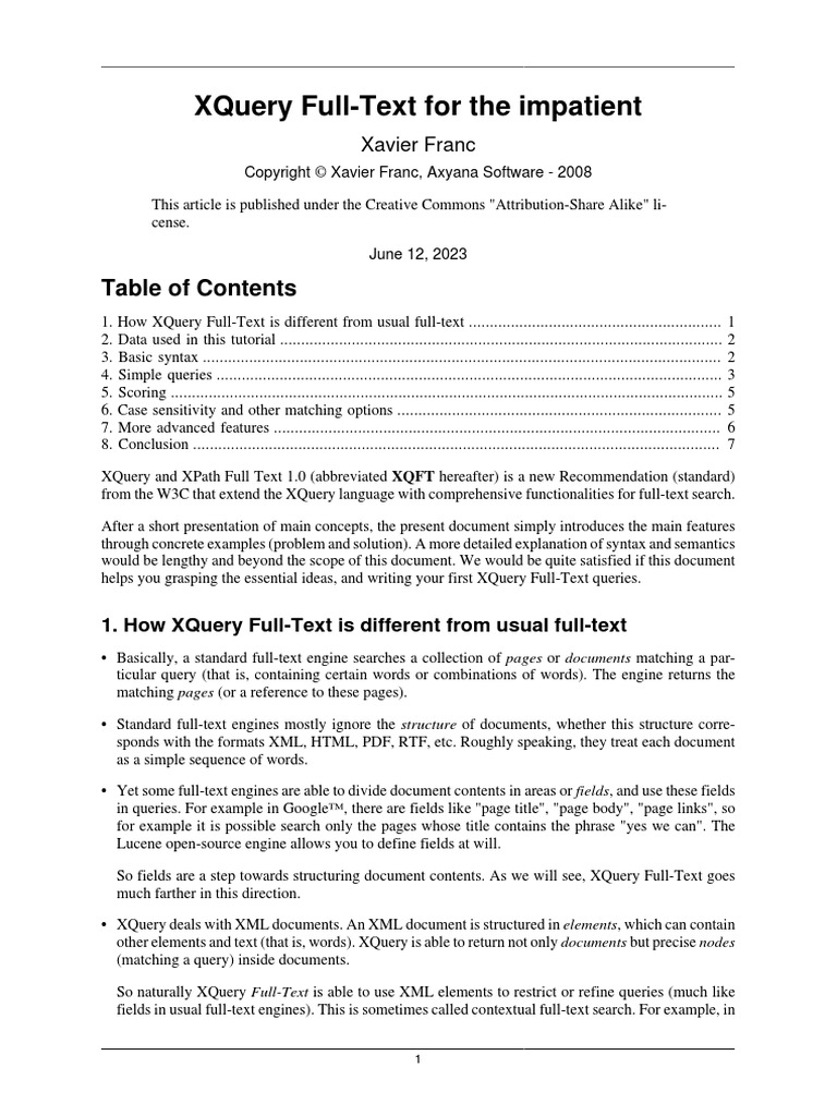XQuery Full Text | PDF | Computing | Computer Programming