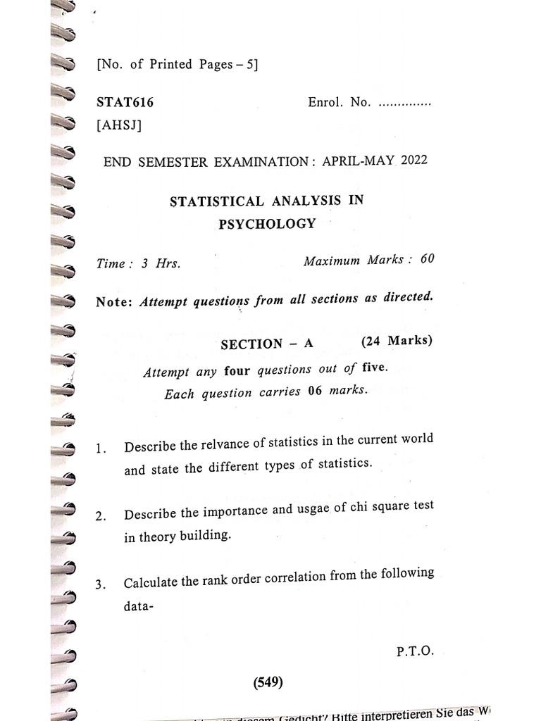 Statistical Analysis in Psychology (2022) | PDF