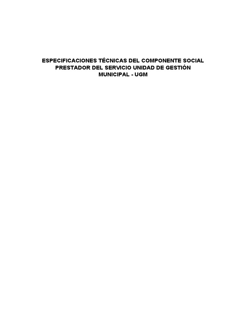 Especificaciones Técnicas Del Componente Social UGM 19.01.2023 | PDF