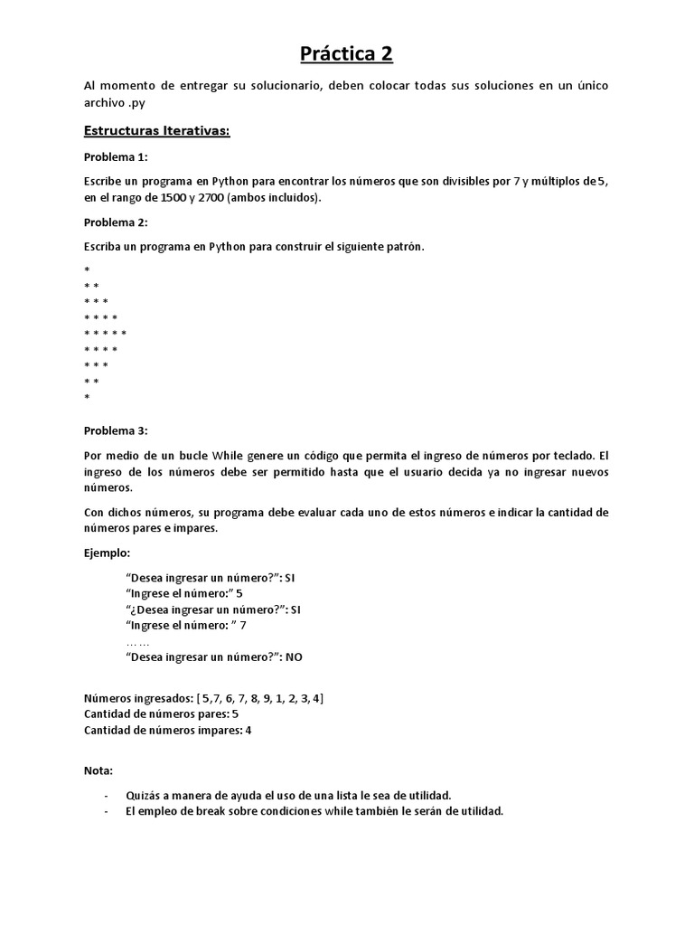 Práctica 2: Estructuras Iterativas | PDF