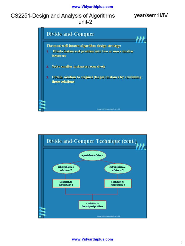 Daa Notes Unit Ii Divide And Conquer V Edition Pdf