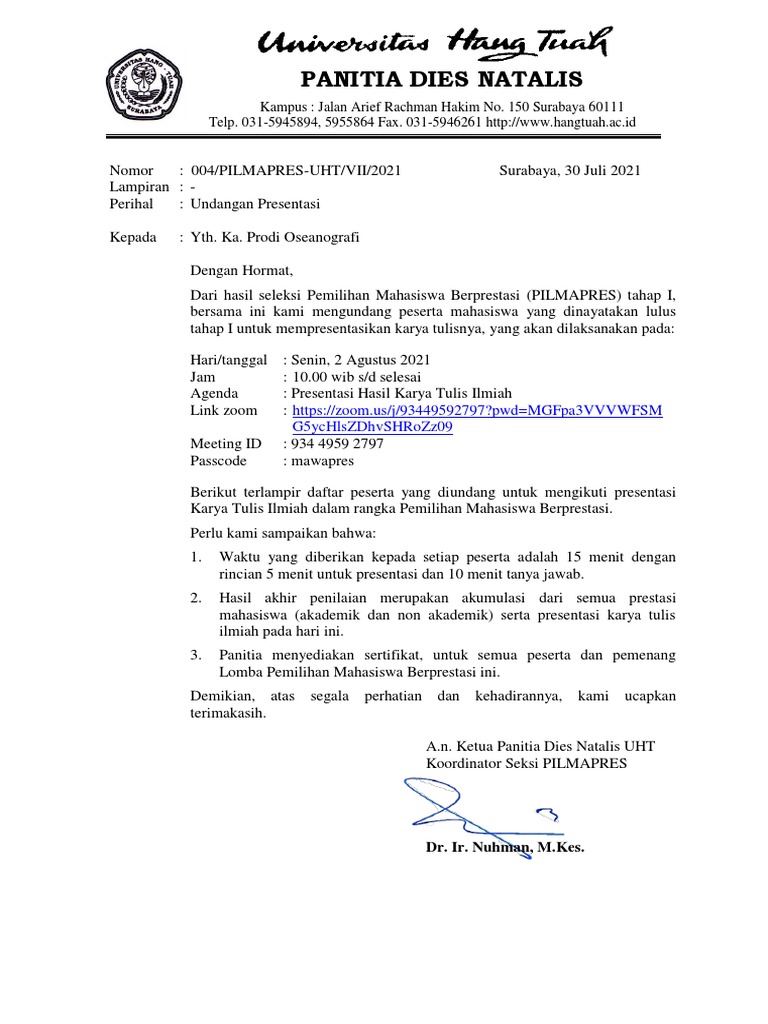 Undangan Presentasi OSE | PDF