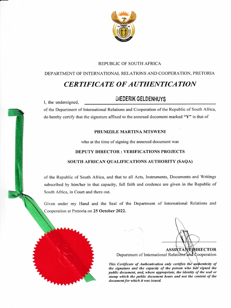 Diploma Legalized Scan | PDF | South Africa