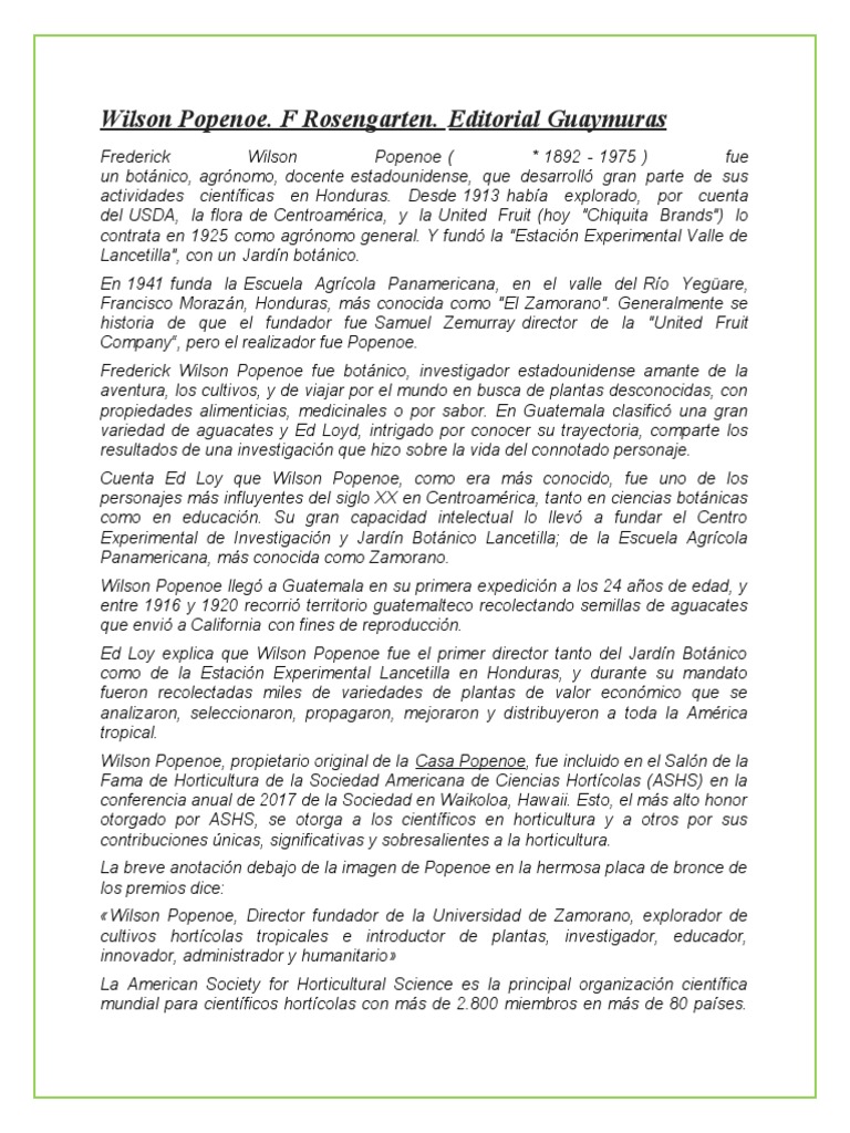 Wilson Popenoe | PDF