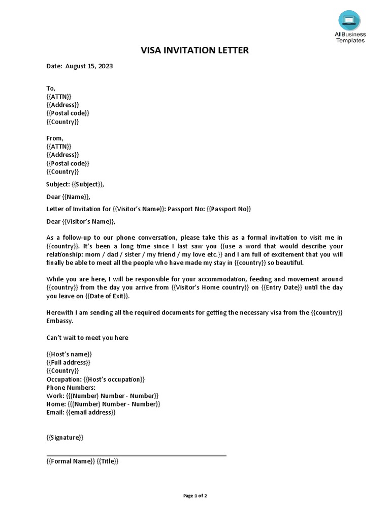 Visa Invitation Letter | PDF | Law
