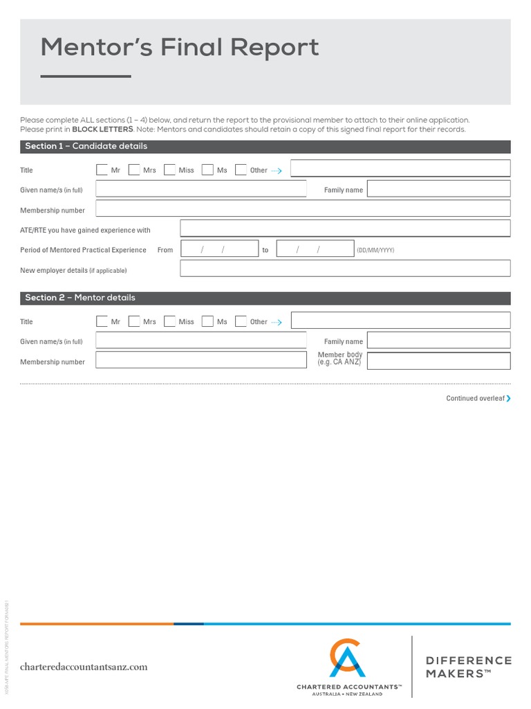 MPE Final Mentors Report Form - New | PDF