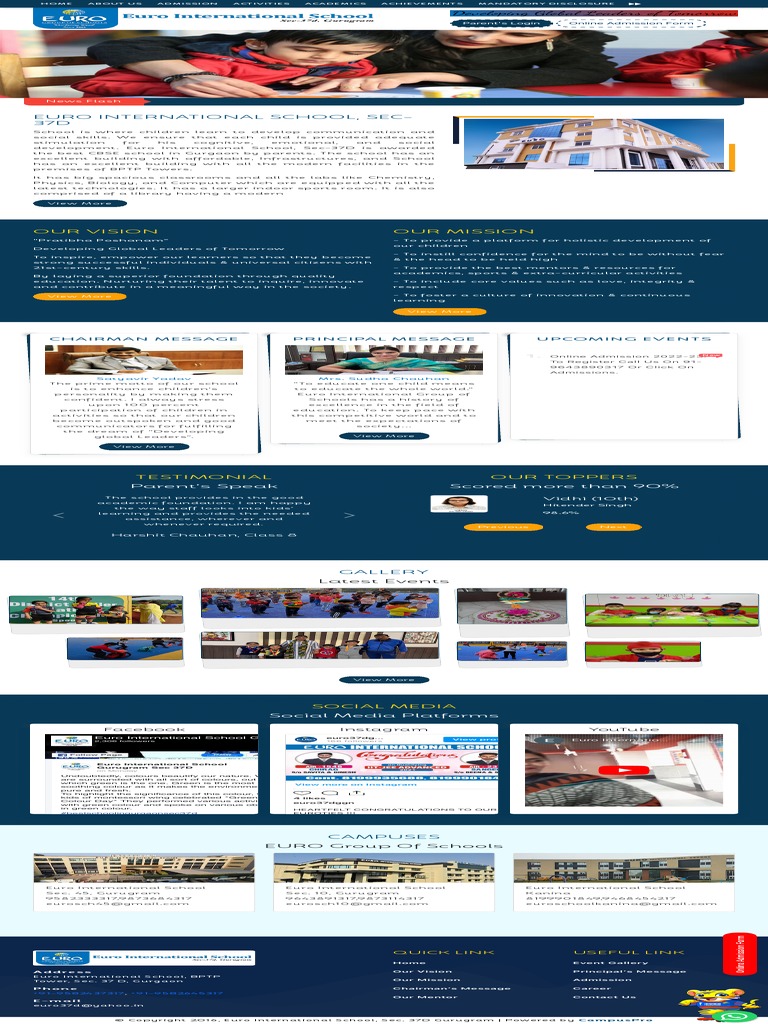 Euro International School, Sec-37d | PDF