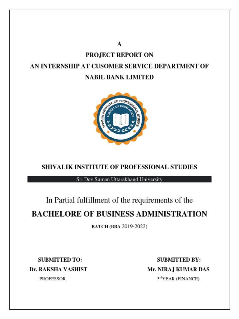 Nabil Internship Project Report Bba | PDF